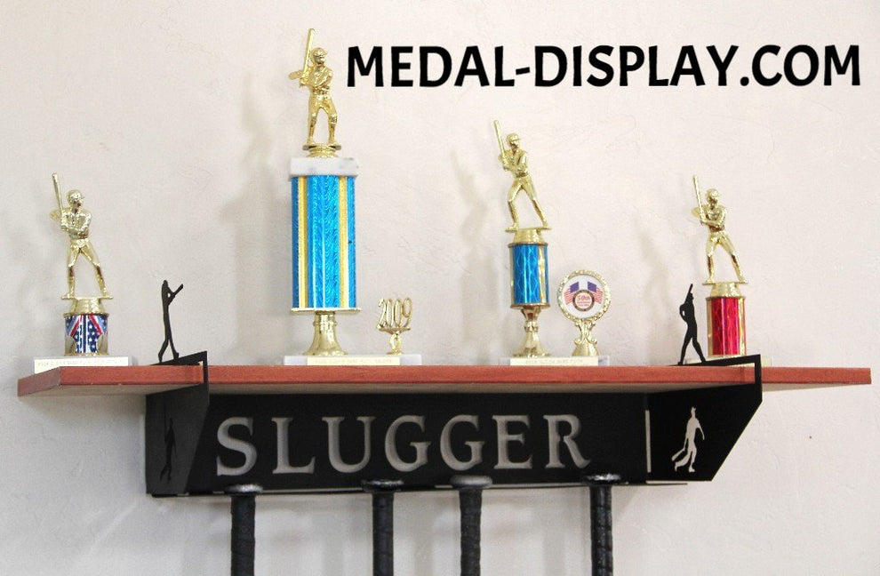Baseball Trophy Shelf and Bat Holder Combo: Baseball Trophy Shelve with ...